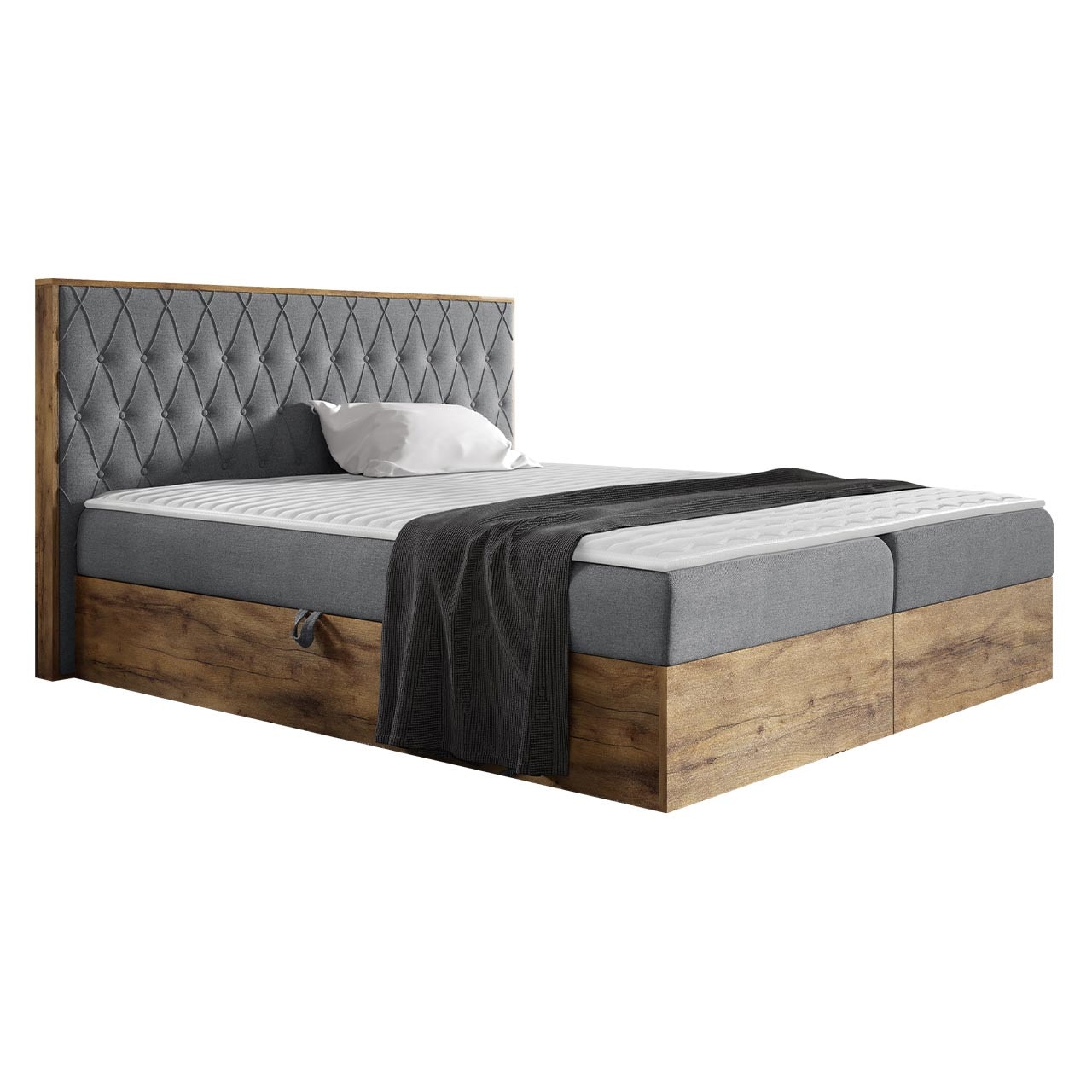 Pat matrimonial Madaris 6 200x200, Mirjan24, stejar + gri - eMAG.ro