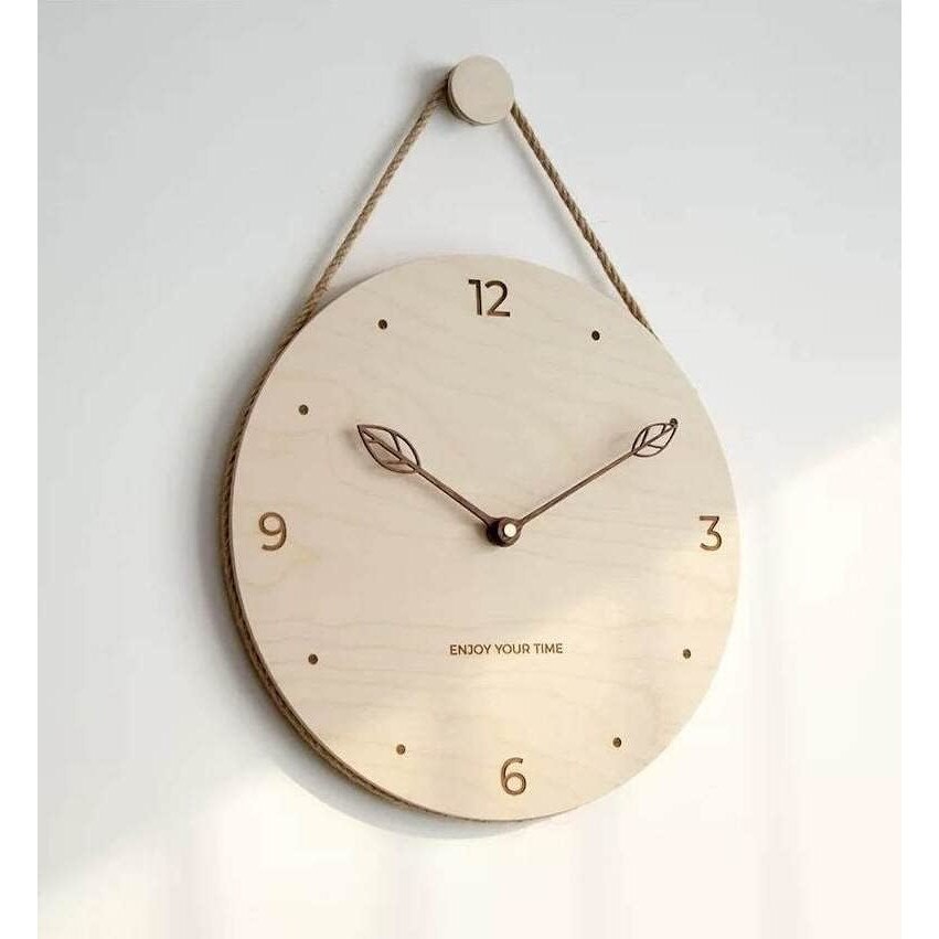 Ceas de perete rustic, Lemn, 30cm, Maro - eMAG.ro