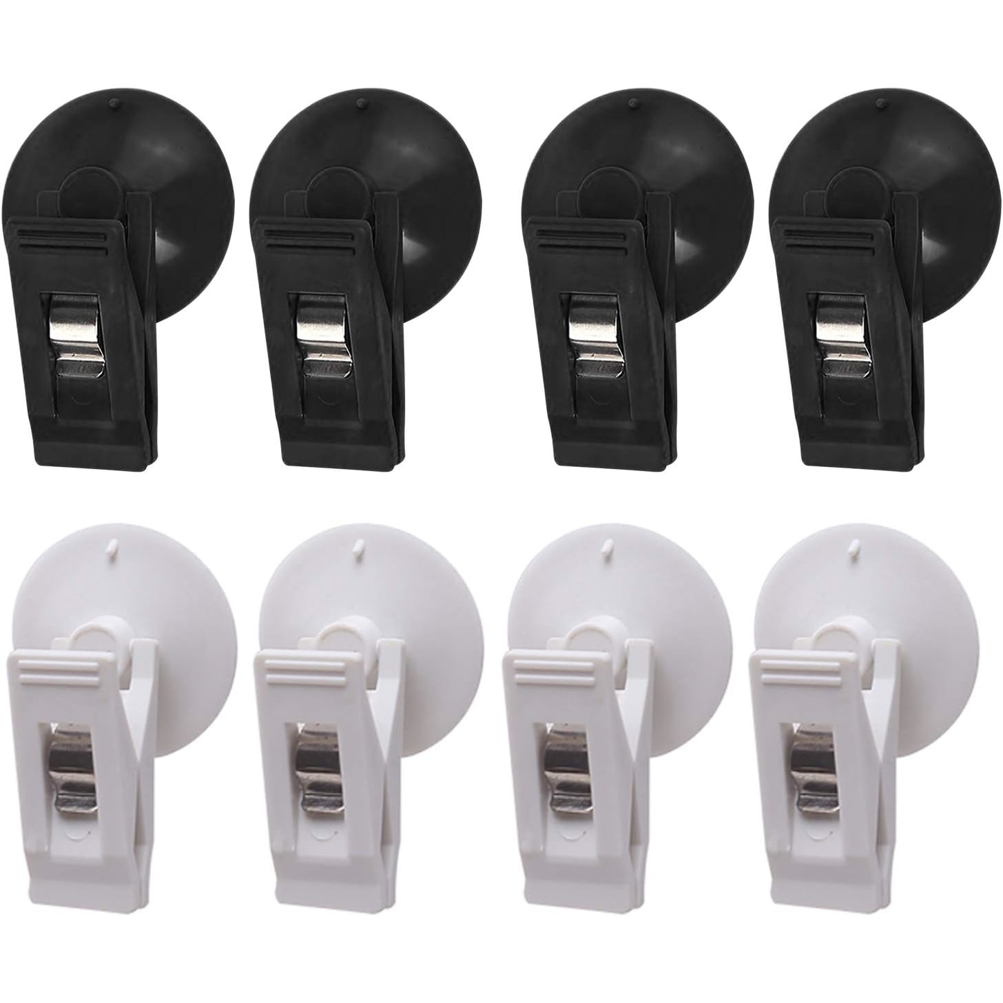 Set 8 Carlige cu ventuza pentru masina, PVC, Negru/Alb - eMAG.ro