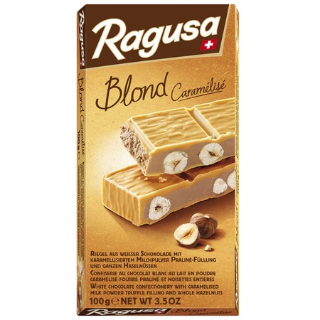 Ciocolata Alba cu umplutura de Praline si Alune intregi, Ragusa, 100g ...