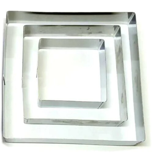 Set 3 forme pentru prajituri, in forma de patrat, din metal, argintiu ...