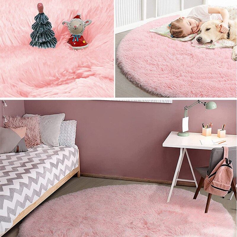 Covor rotund, Vaxiuja, 60×60cm, Pufos, Fir lung, Poliester ...