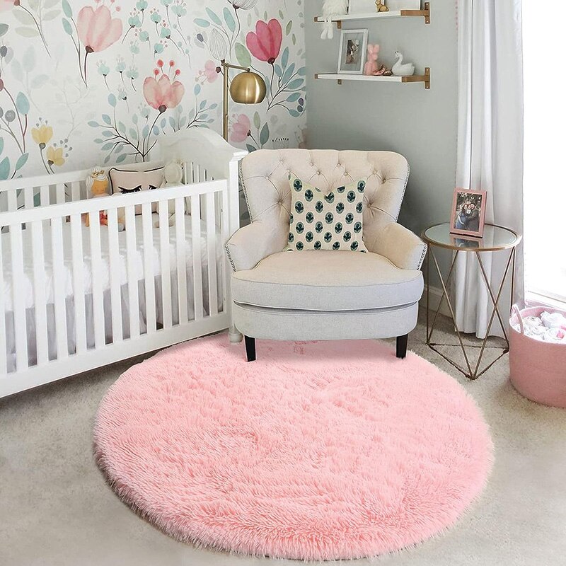 Covor rotund, Vaxiuja, 60×60cm, Pufos, Fir lung, Poliester ...