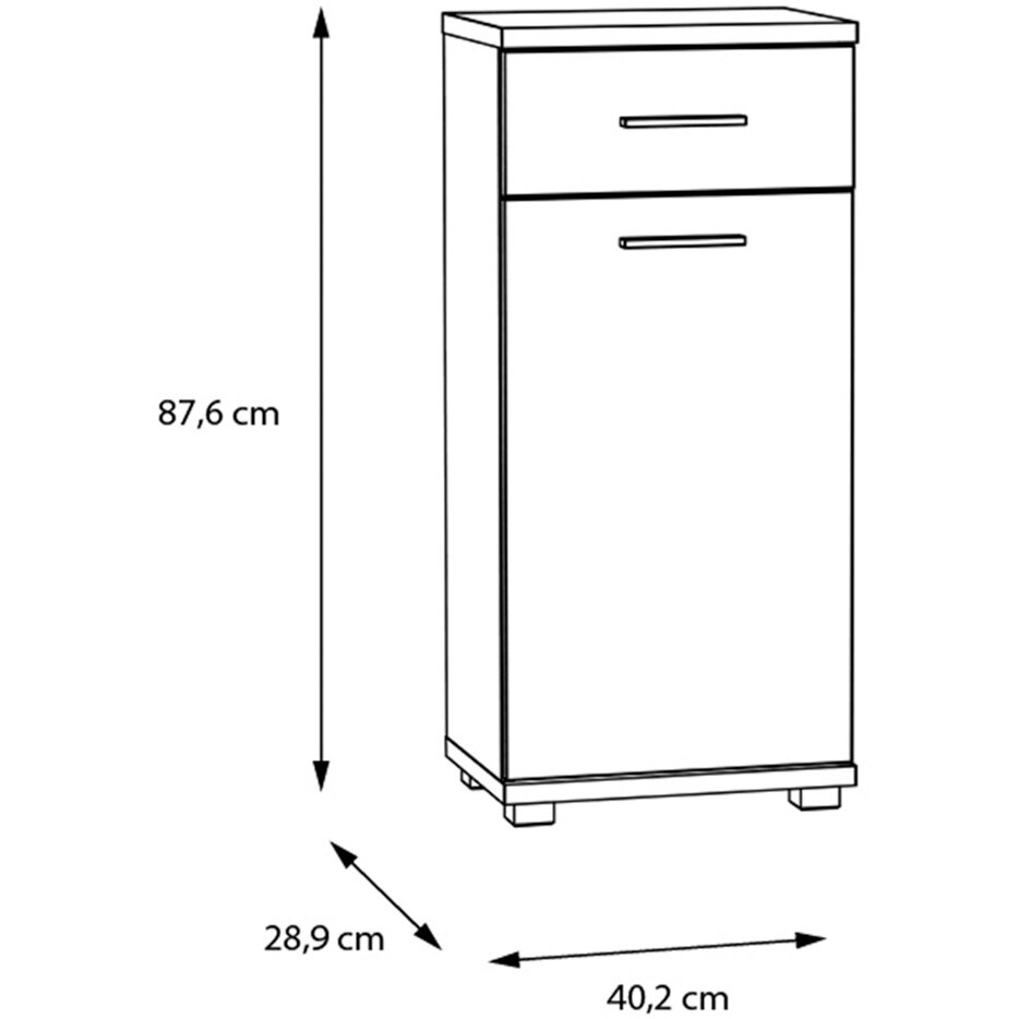 Comoda pentru baie Forte Champ, 1 usa+1 sertar, 40.2x28.9x87.6 cm ...