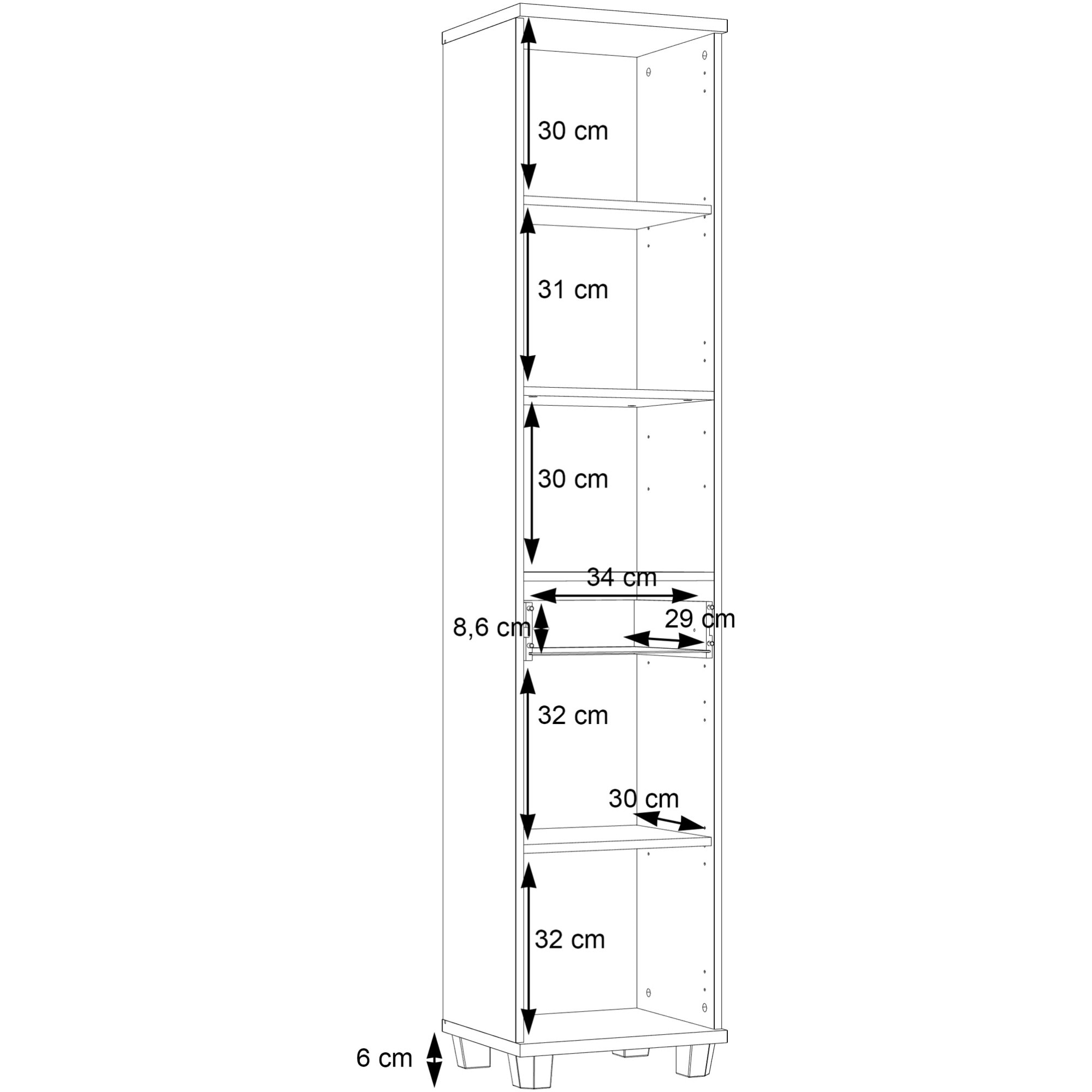 Dulap soldat pentru baie Forte Veris, 2 usi+1 sertar, 40.2x34.8x186.8 ...