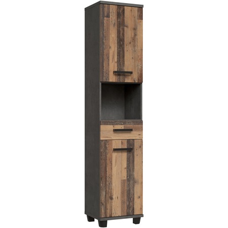 Dulap soldat pentru baie Forte Veris, 2 usi+1 sertar, 40.2x34.8x186.8 ...