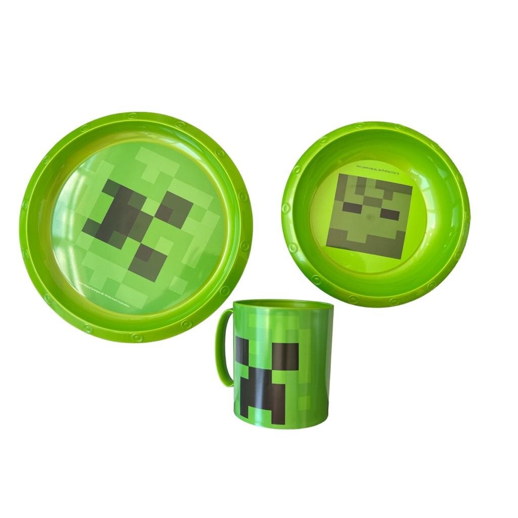 Set mic dejun plastic Minecraft Creeper, verde Verde - eMAG.ro