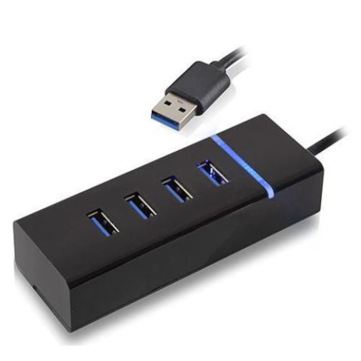 HUB adaptor, MicroConnect, 4 porturi, USB 3.0, Negru - eMAG.ro