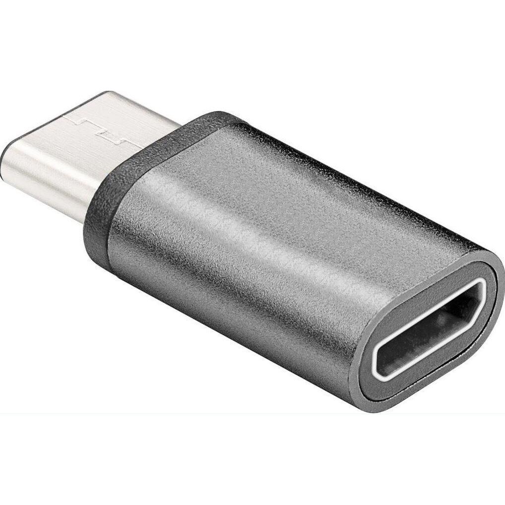 Adaptor, MicroConnect, USB-C la USB 2.0 Micro B M/F, Aluminiu, Gri ...