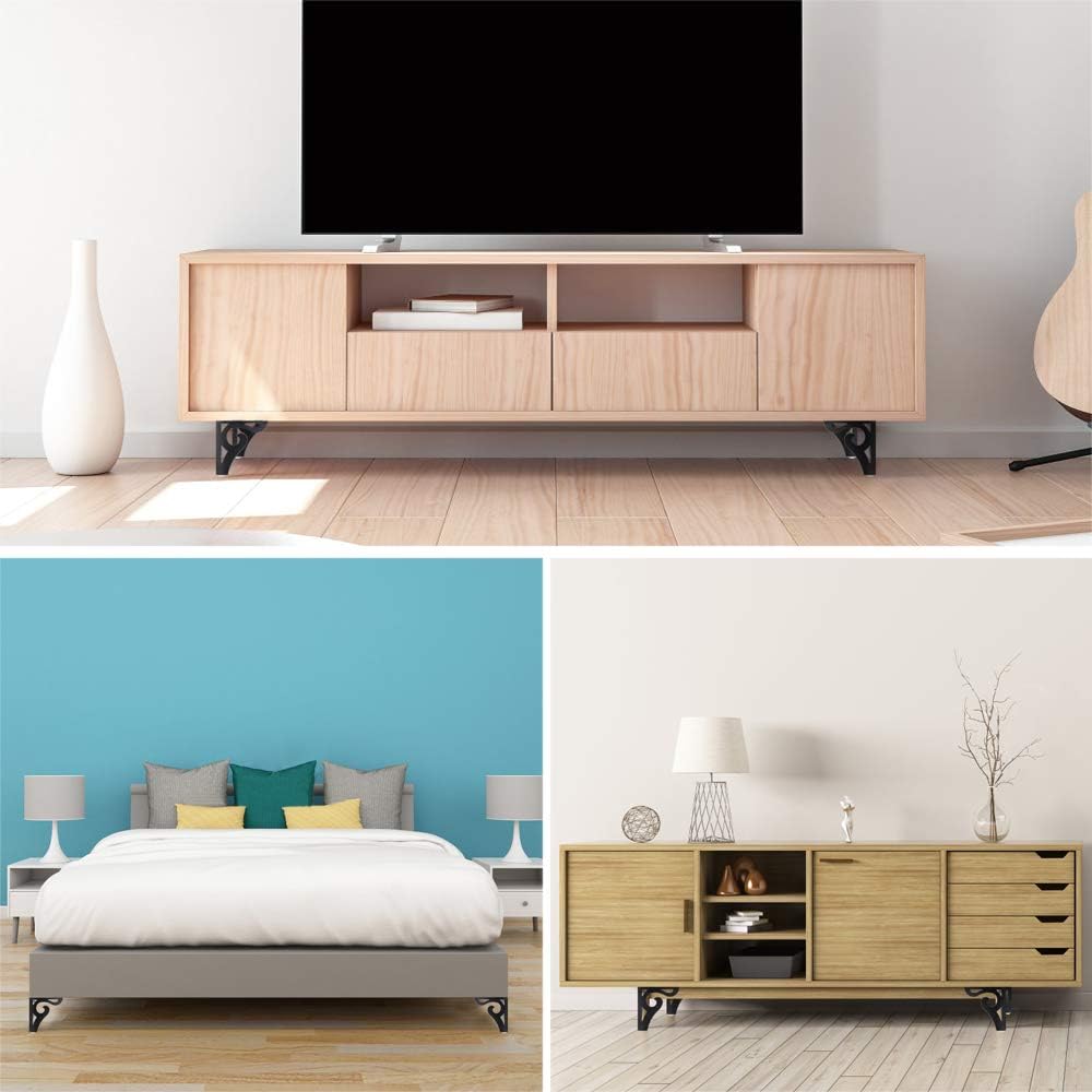 Set 4 picioare moderne de mobilier, Metal, 10 cm, Negru - eMAG.ro