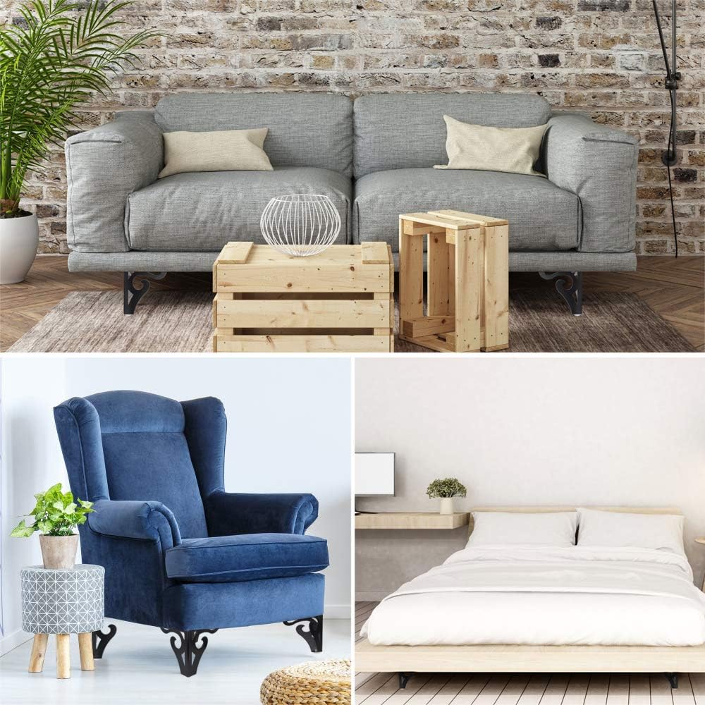 Set 4 picioare moderne de mobilier, Metal, 10 cm, Negru - eMAG.ro