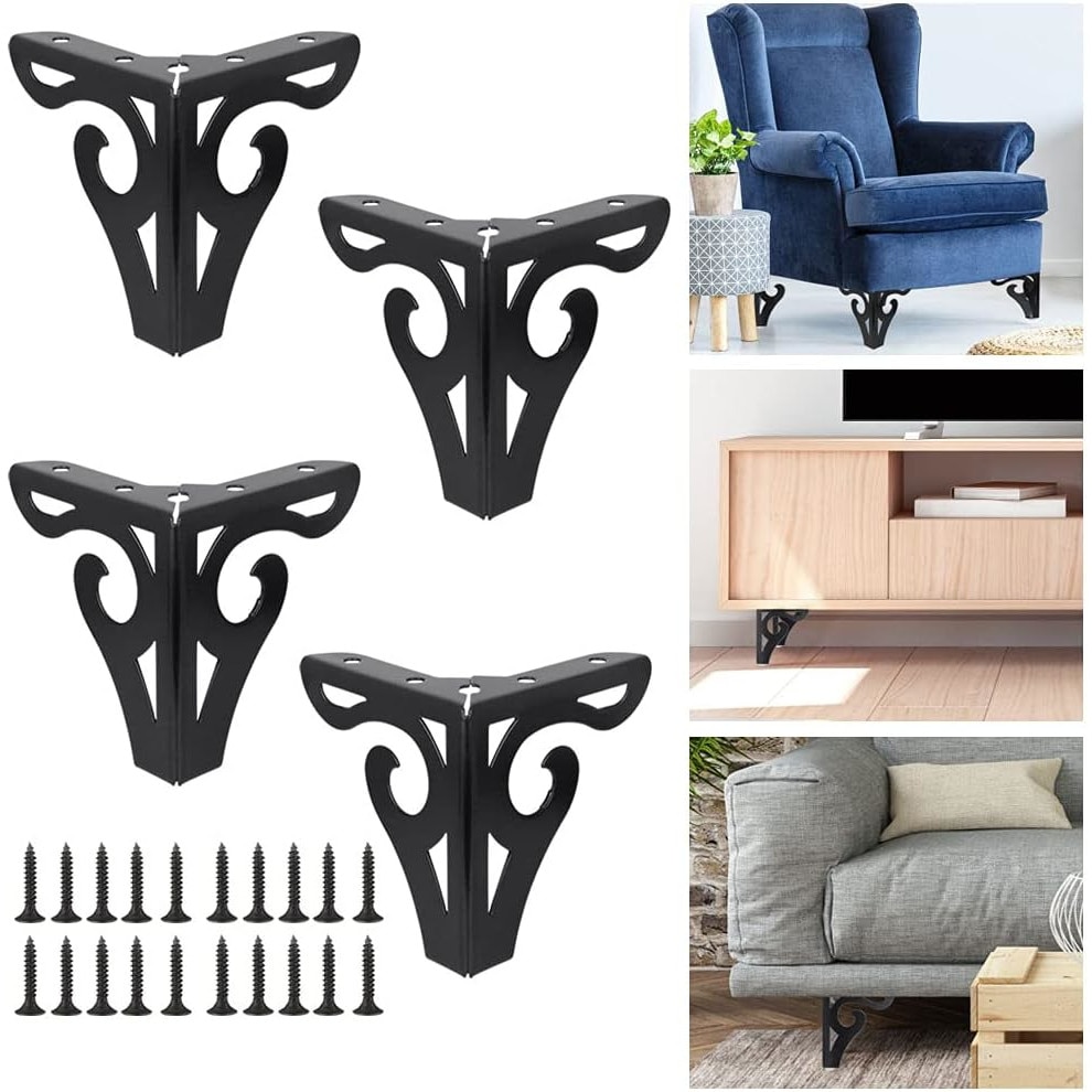 Set 4 picioare moderne de mobilier, Metal, 10 cm, Negru - eMAG.ro