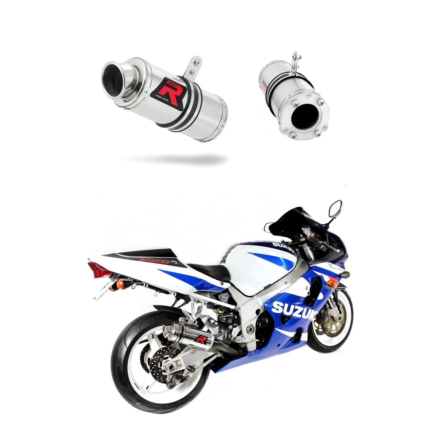 Toba de esapament, Dominator, Inox, Suzuki GSXR 750 K2, Argintiu/ Negru ...