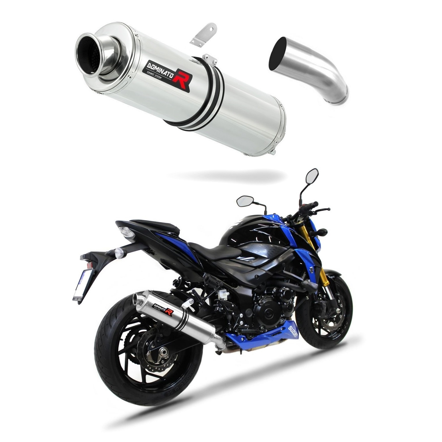 Toba de esapament, Dominator, Inox, Suzuki GSX-S750, Argintiu/ Negru ...
