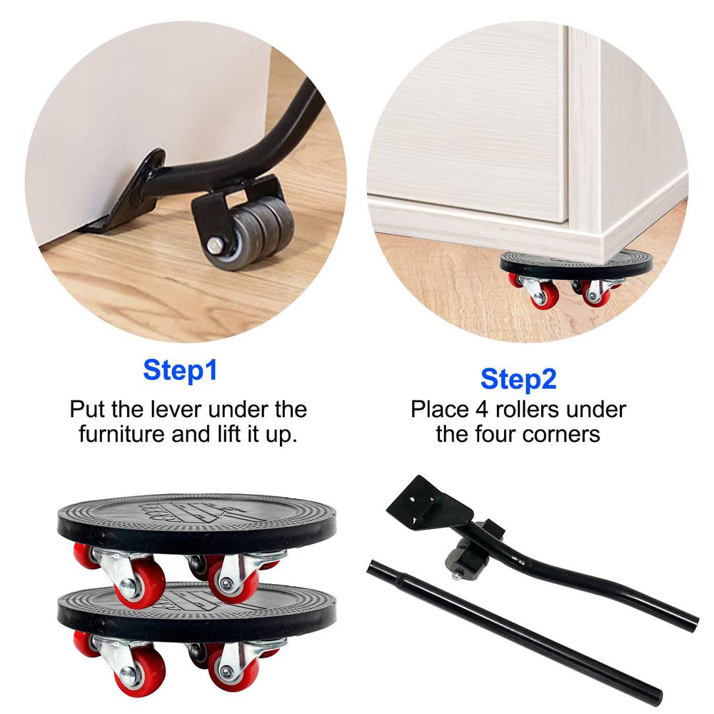 Set 5 dispozitive transport mobilier, 6 roti, capacitate 400 kg, negru ...