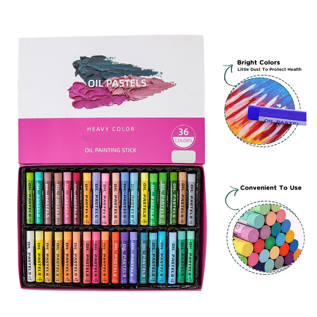Set de pasteluri cu ulei, 36 de culori, Creioane colorate, Multicolor ...