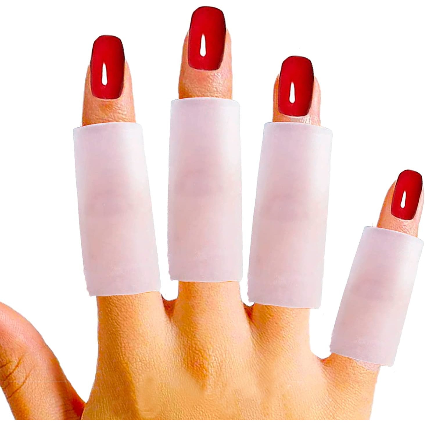 Set 10 protectii pentru degetele, Silicon, 5 x 2cm, Alb - eMAG.ro