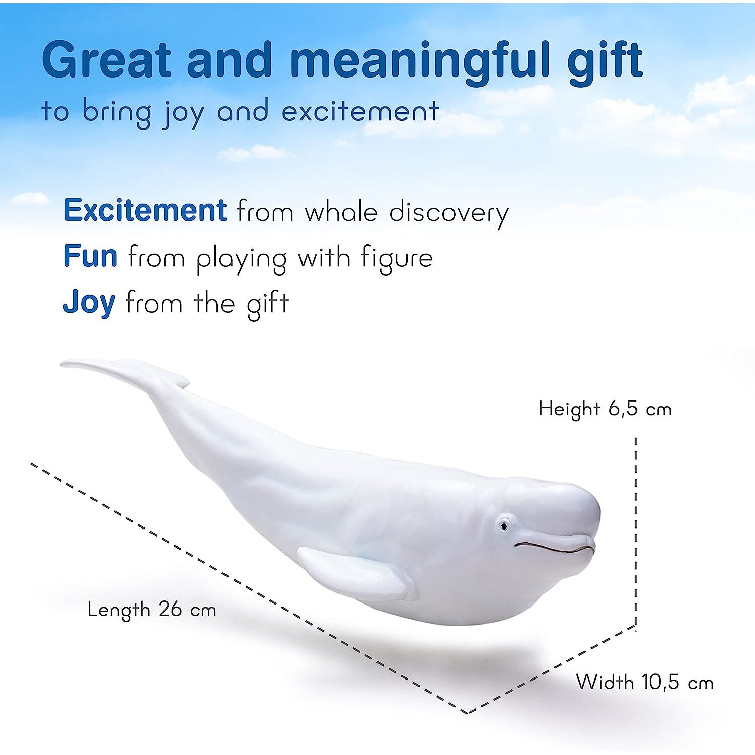 Figurina Balena Alba pictata manual, Beluga jucarie moale si flexibila ...