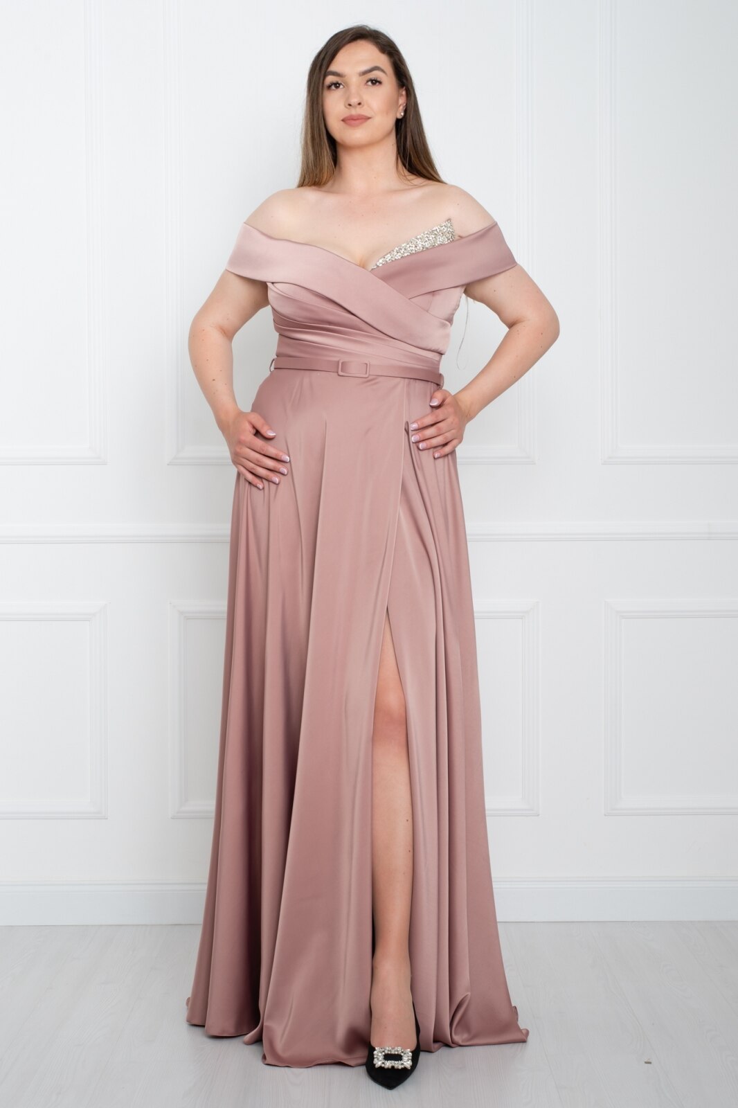 Rochie lunga Georgia, Contessa, 48(4XL) EU, Pudra - eMAG.ro