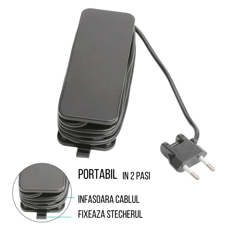 Prelungitor de calatorie cu 2 prize (250V) si 4 porturi USB inteligente ...