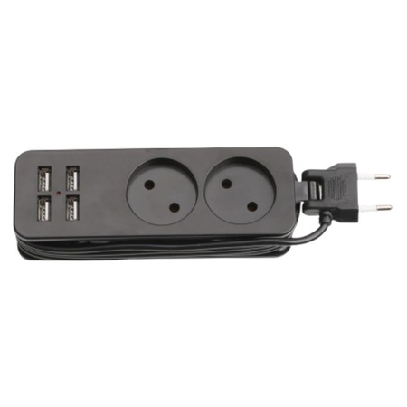 Prelungitor 2 prize, 4 incarcator USB, Ledera, Hub de birou, negru ...