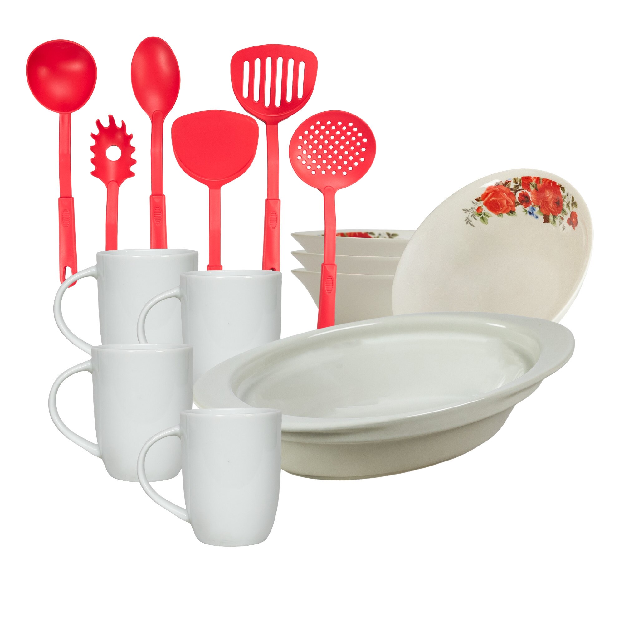 Set vesela, 4 persoane, 15 piese, cana 290 ml, bol, tava ...