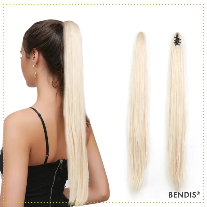 Extensie de par, coada de par tip ponytail dama, culoarea Blond Deschis ...