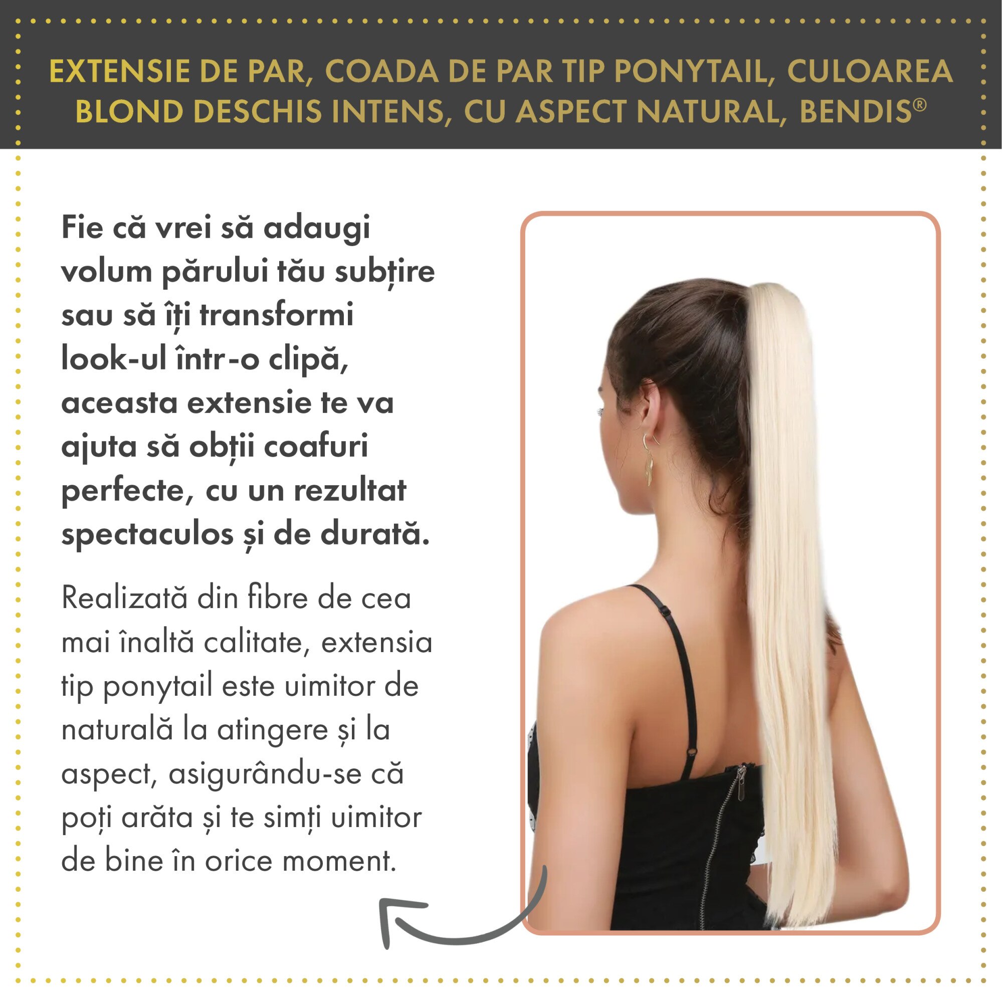 Extensie de par, coada de par tip ponytail dama, culoarea Blond Deschis ...