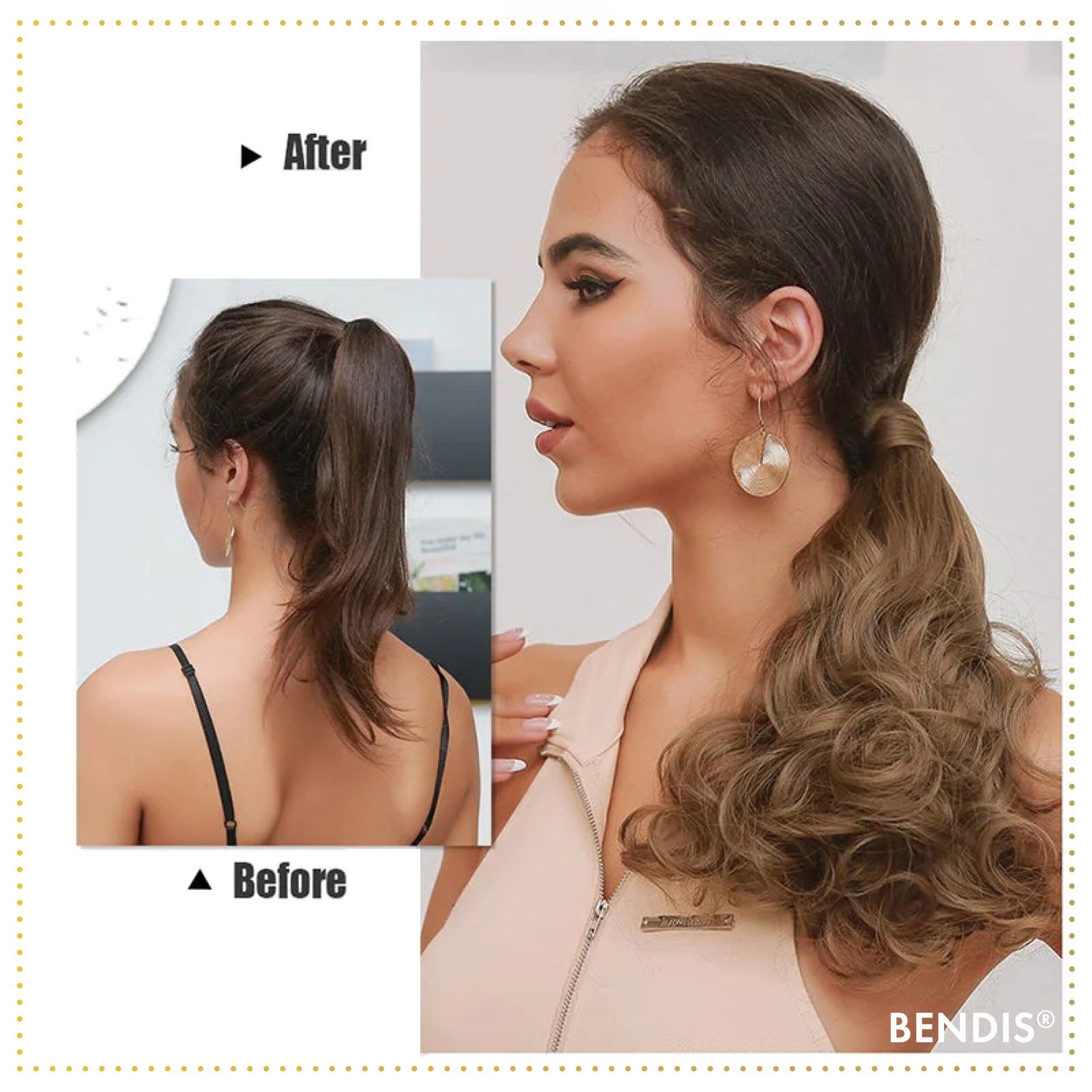 Extensie de par, coada de par ondulata, culoarea Saten Casmir, fibra ...