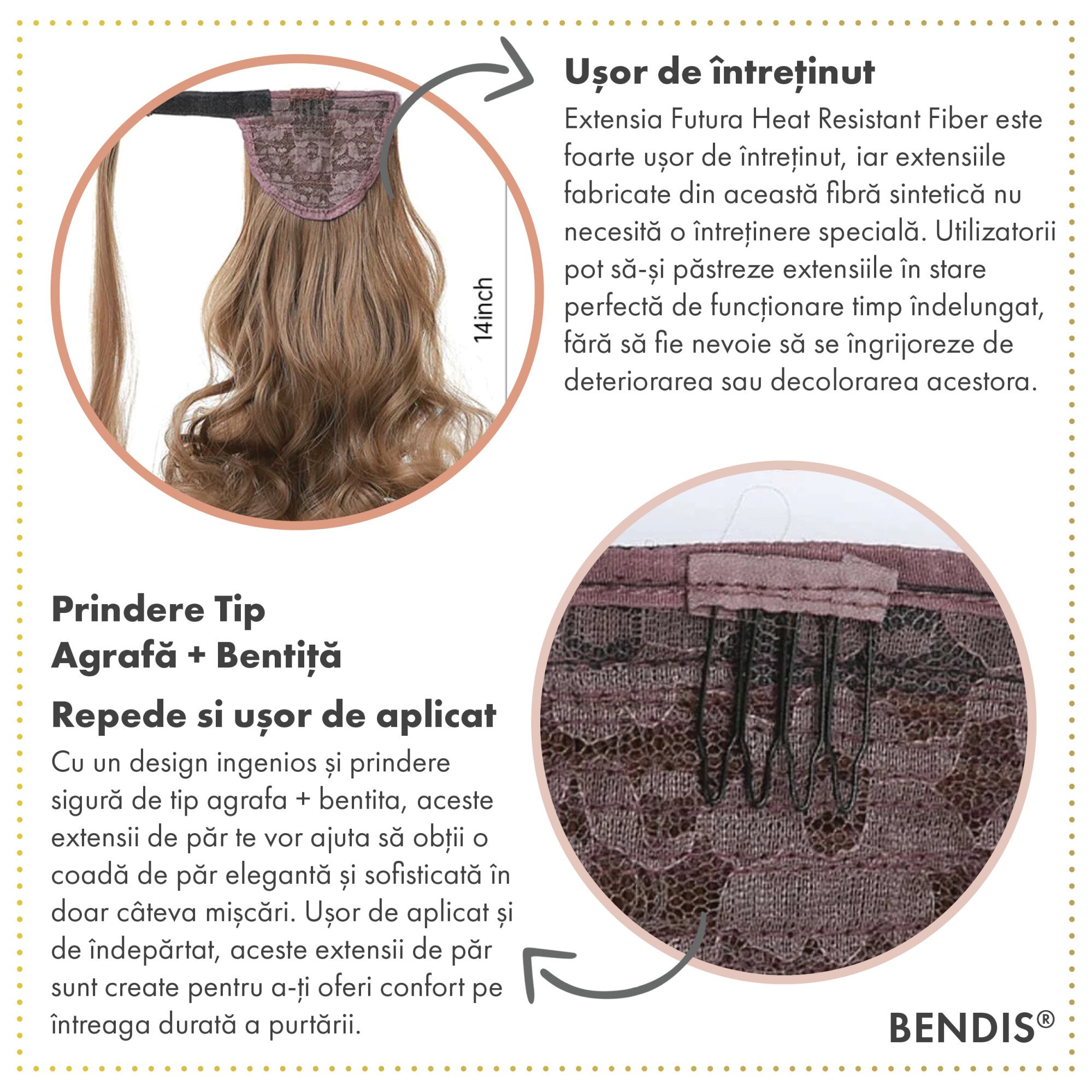 Extensie de par, coada de par ondulata, culoarea Saten Casmir, fibra ...