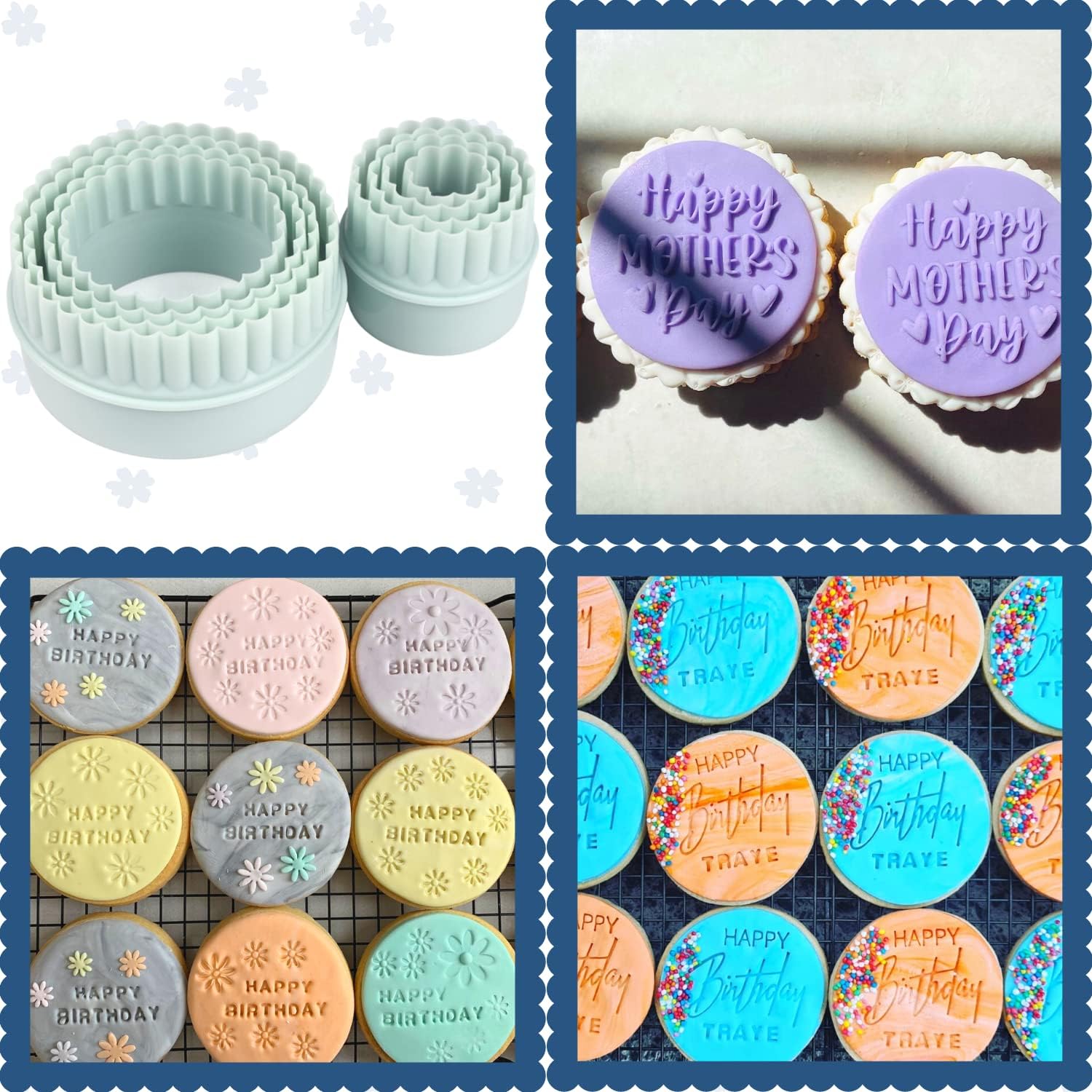 Set 8 forme pentru prajituri, Plastic, 2.8x9.8cm, Verde - eMAG.ro