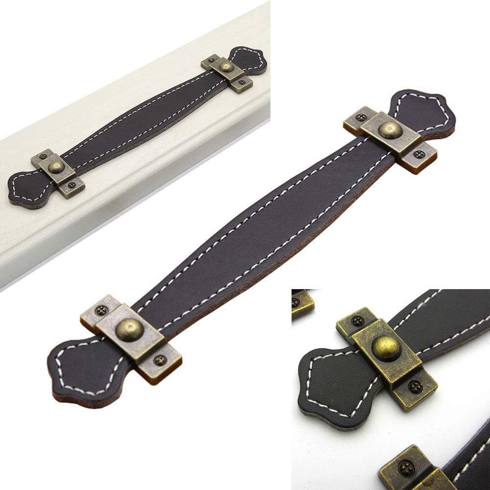 Set de 6 manere, Piele, 38x193MM, Maro/Auriu - eMAG.ro