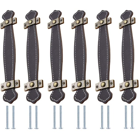 Set de 6 manere, Piele, 38x193MM, Maro/Auriu - eMAG.ro