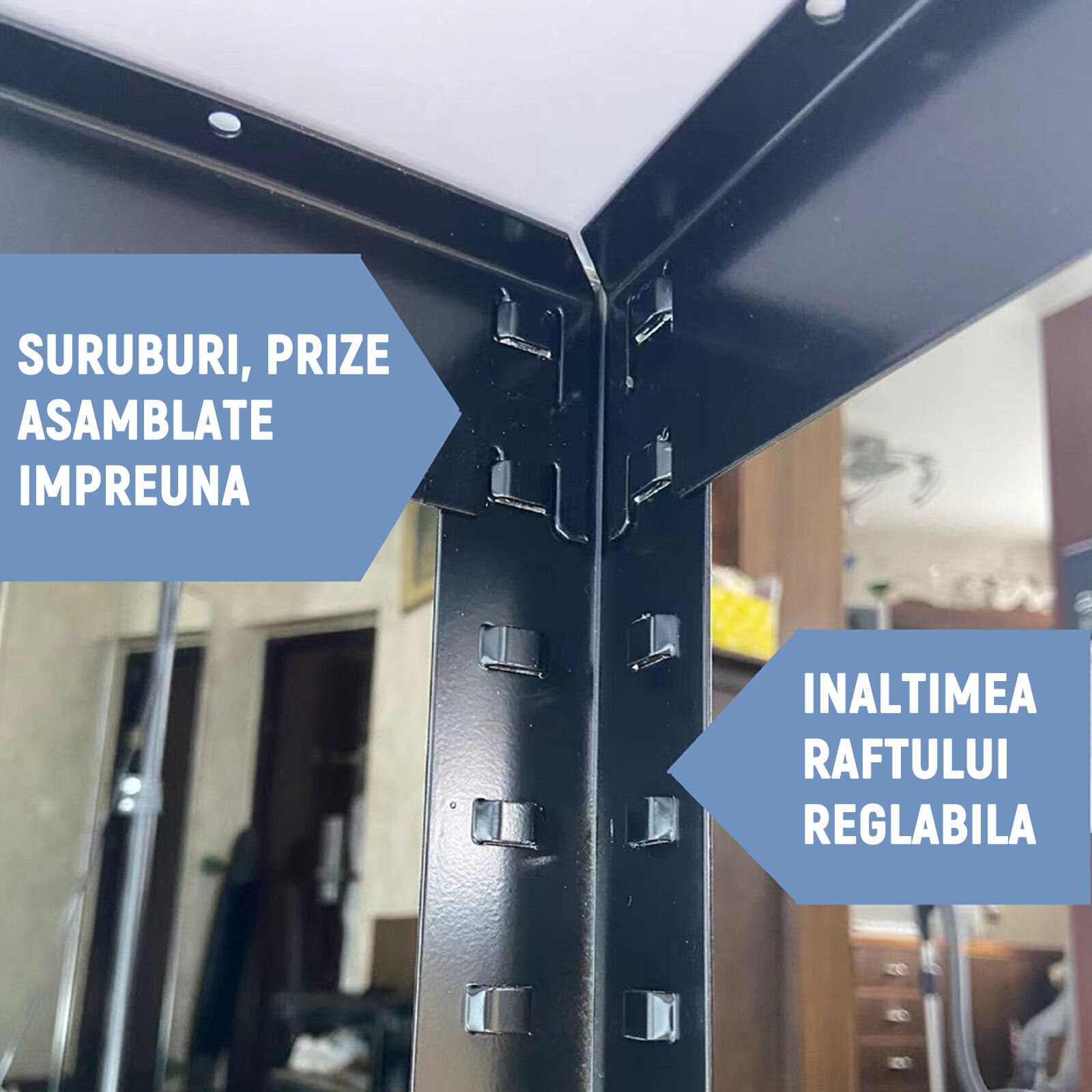 Raft universal, Vaxiuja, 80/39/150 cm, Reglabil pe inaltime, 4 Polite ...