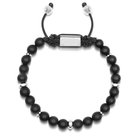 Bratara dama agat negru mat 6mm si argint 925 handmade Dual Stax - eMAG.ro