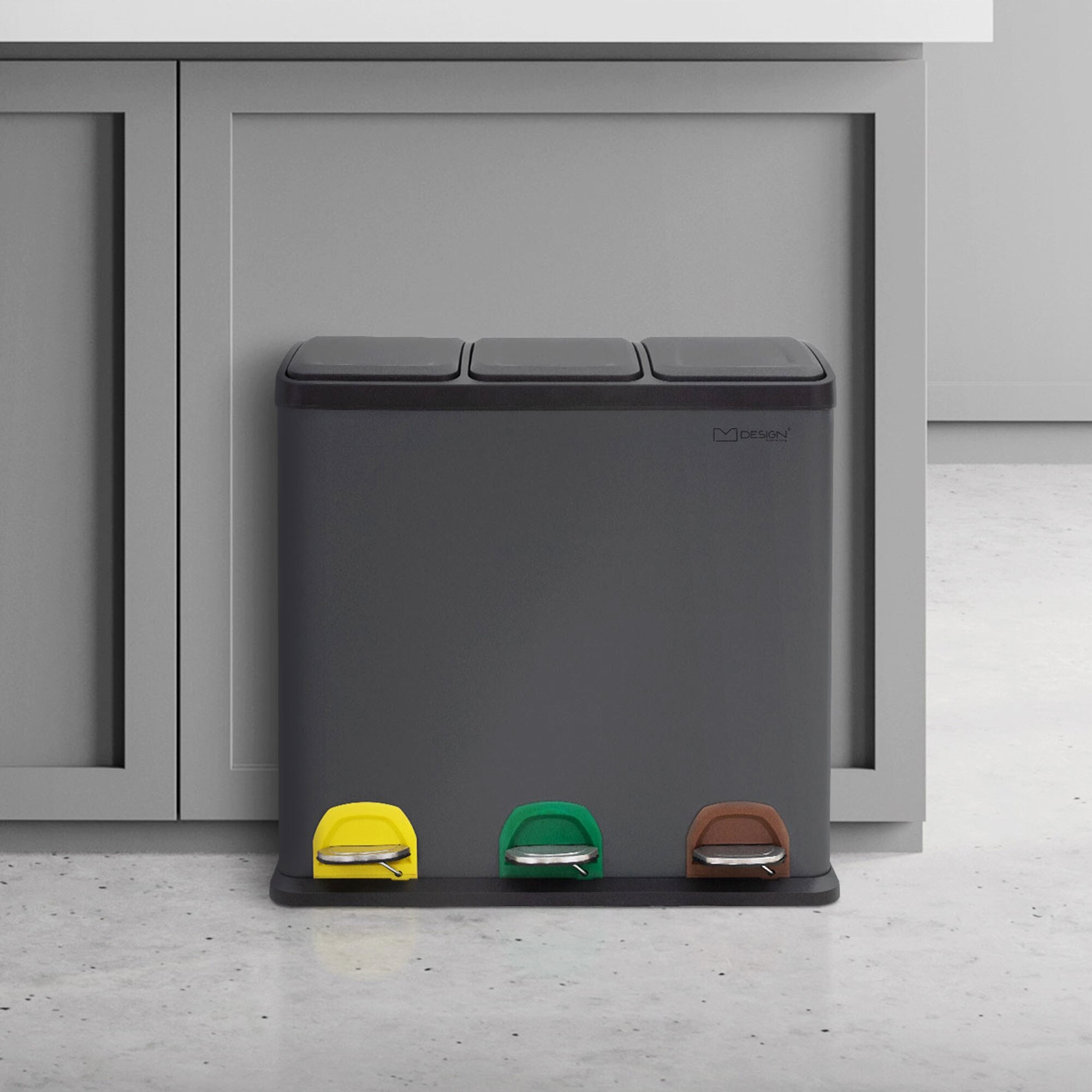 Cos de gunoi, ML-Design, antracit, otel, 59 x 60 x 35 cm, robust si ...