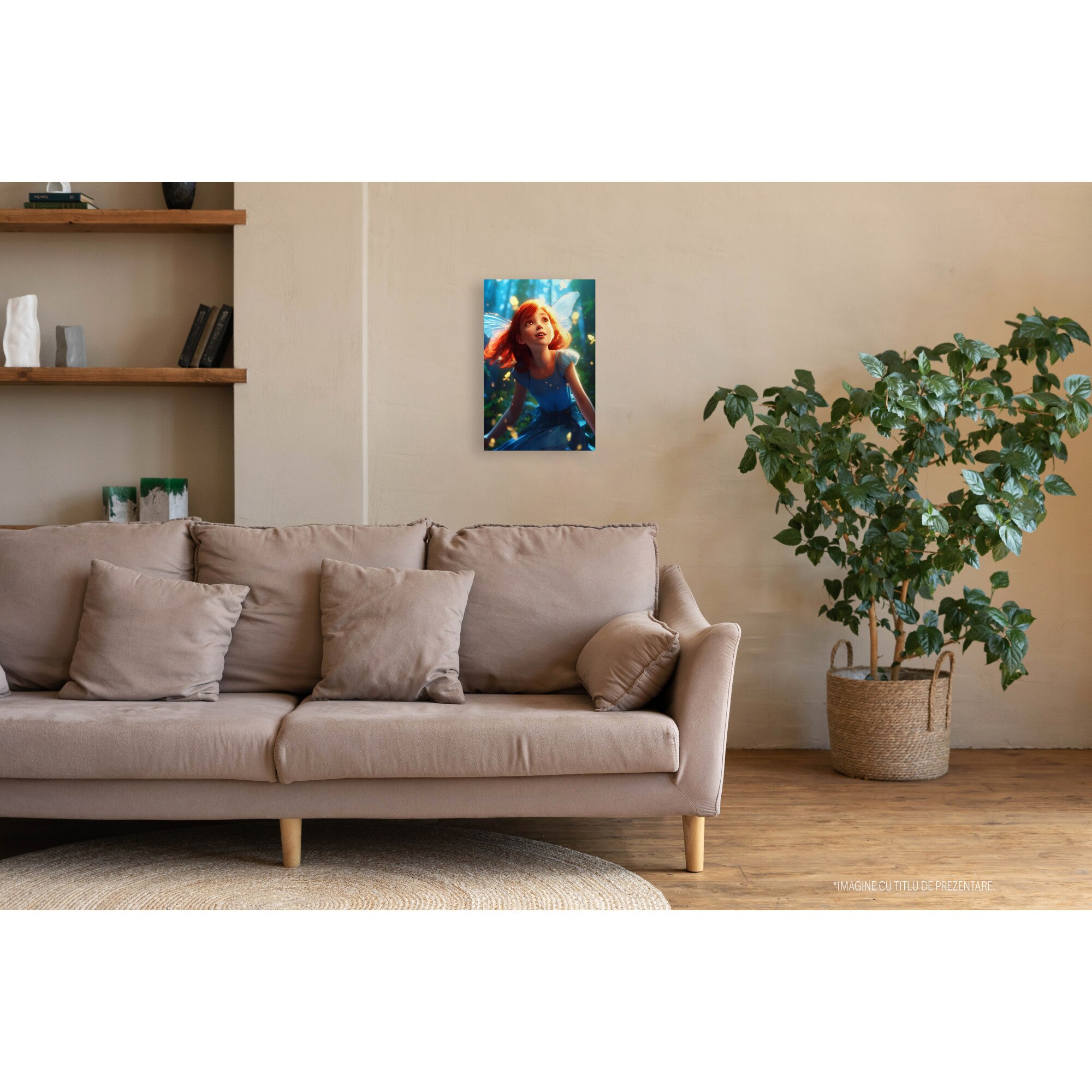 Tablou Canvas Cu Zana Cu aripi Anime Cu Par Portocaliu, Licurici, In ...