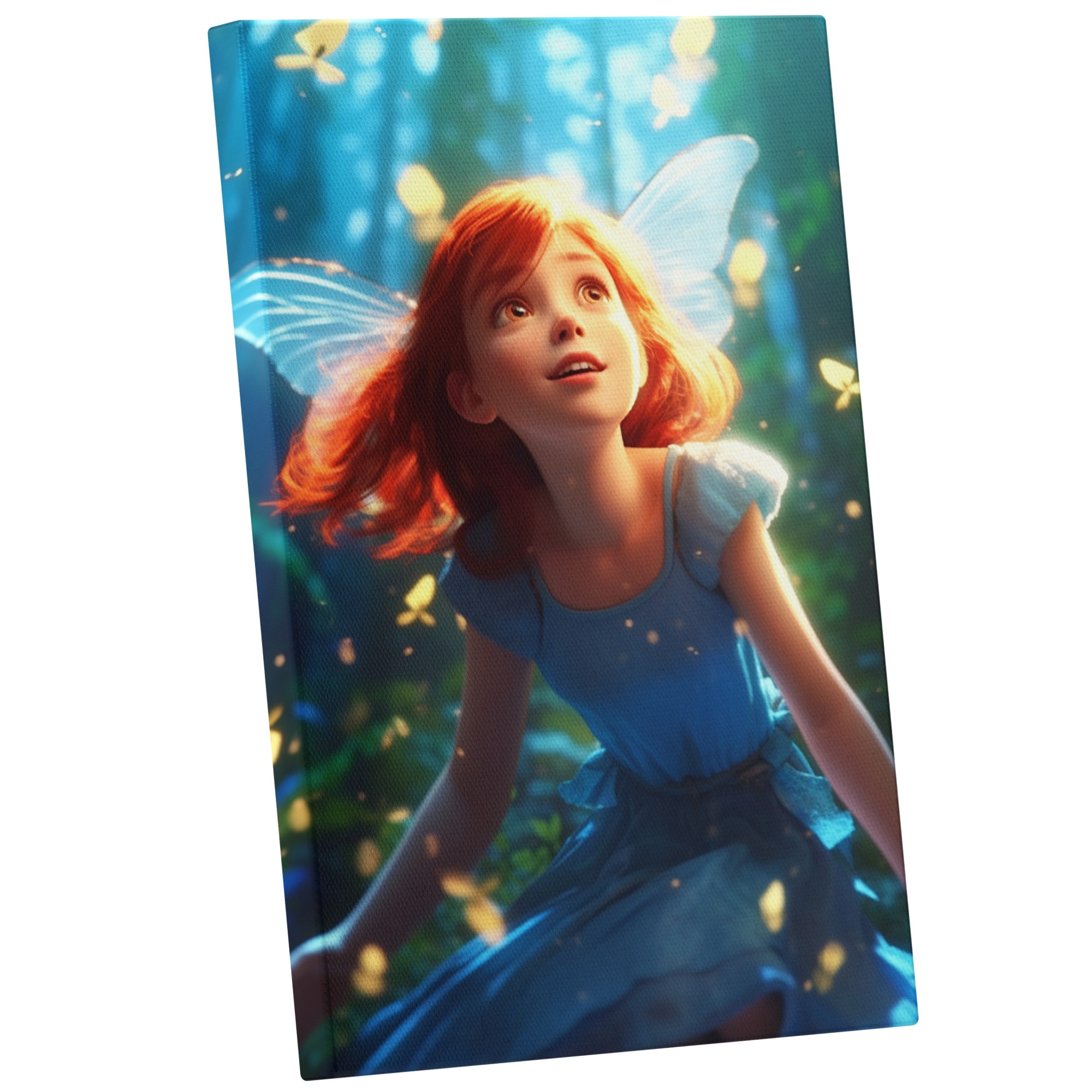 Tablou Canvas Cu Zana Cu aripi Anime Cu Par Portocaliu, Licurici, In ...