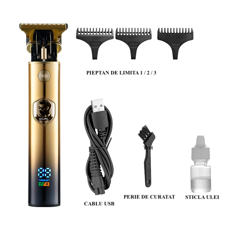 Masina de barbierit profesionala, reincarcabila, fara fir, cu afisaj ...