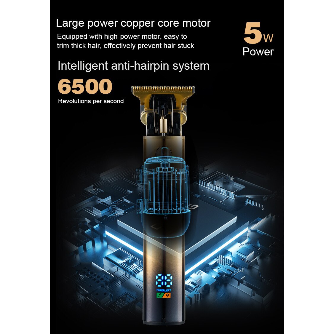 Masina de barbierit profesionala, reincarcabila, fara fir, cu afisaj ...