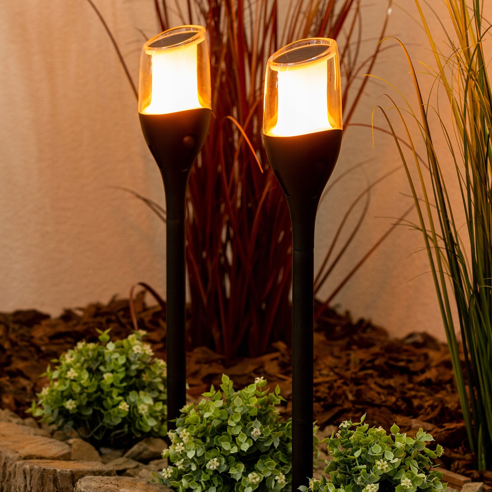 Set 4x lampi de gradina, Ecolight, ABS, LED, 60 cm, Baterie-NiMH 1.2V ...