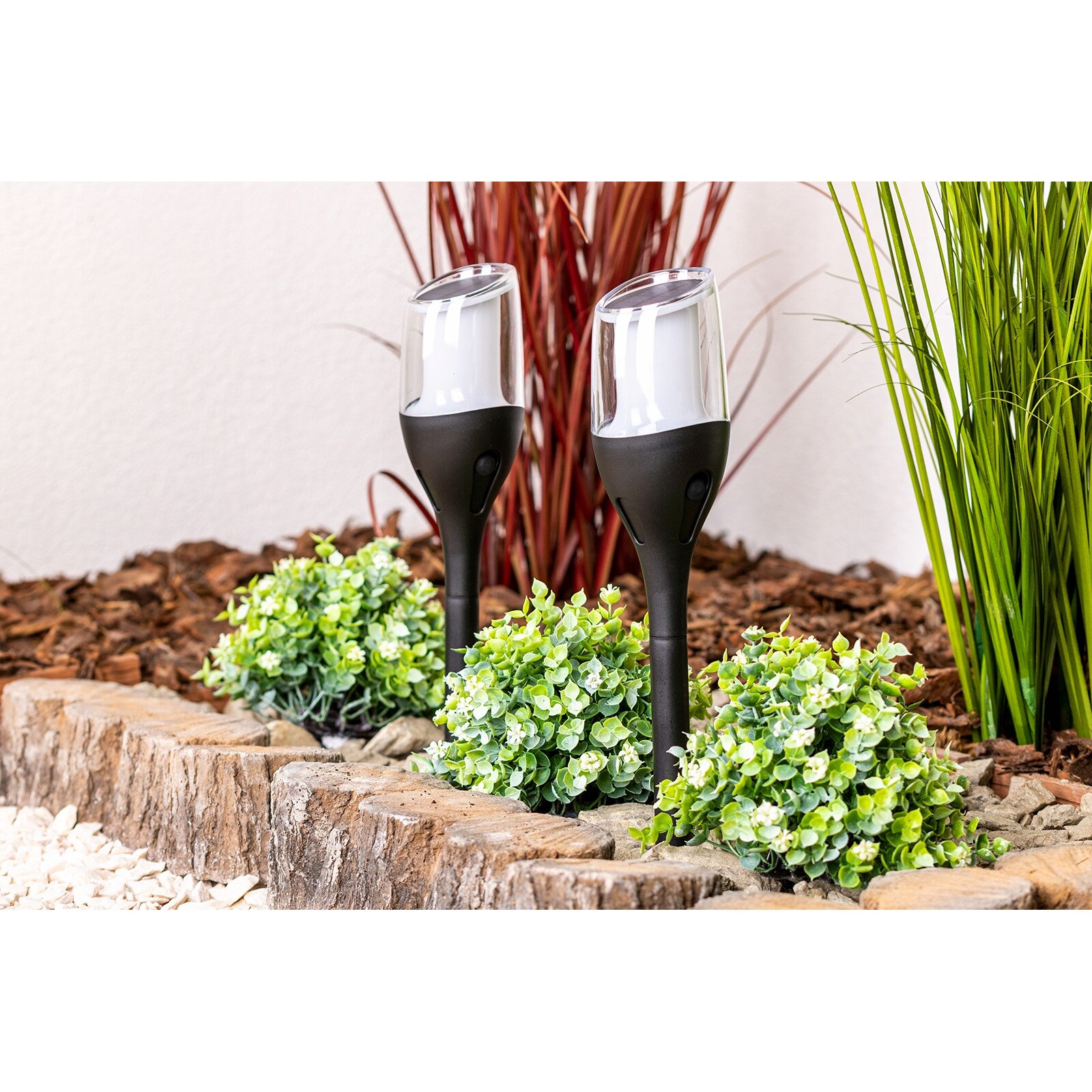 Set 4x lampi de gradina, Ecolight, ABS, LED, 60 cm, Baterie-NiMH 1.2V ...