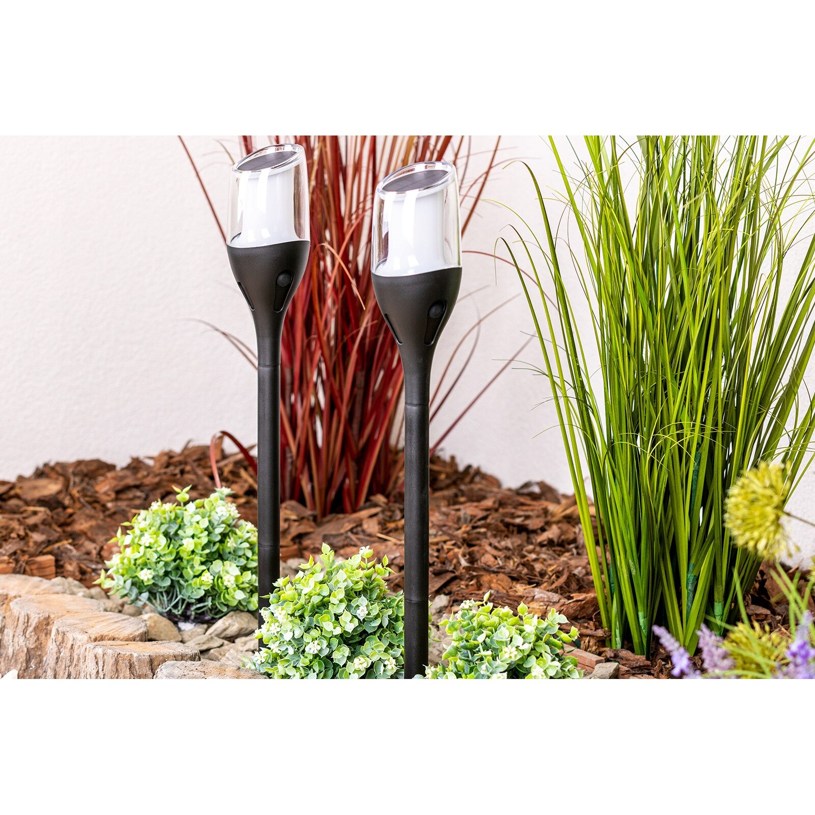 Set 4x lampi de gradina, Ecolight, ABS, LED, 60 cm, Baterie-NiMH 1.2V ...