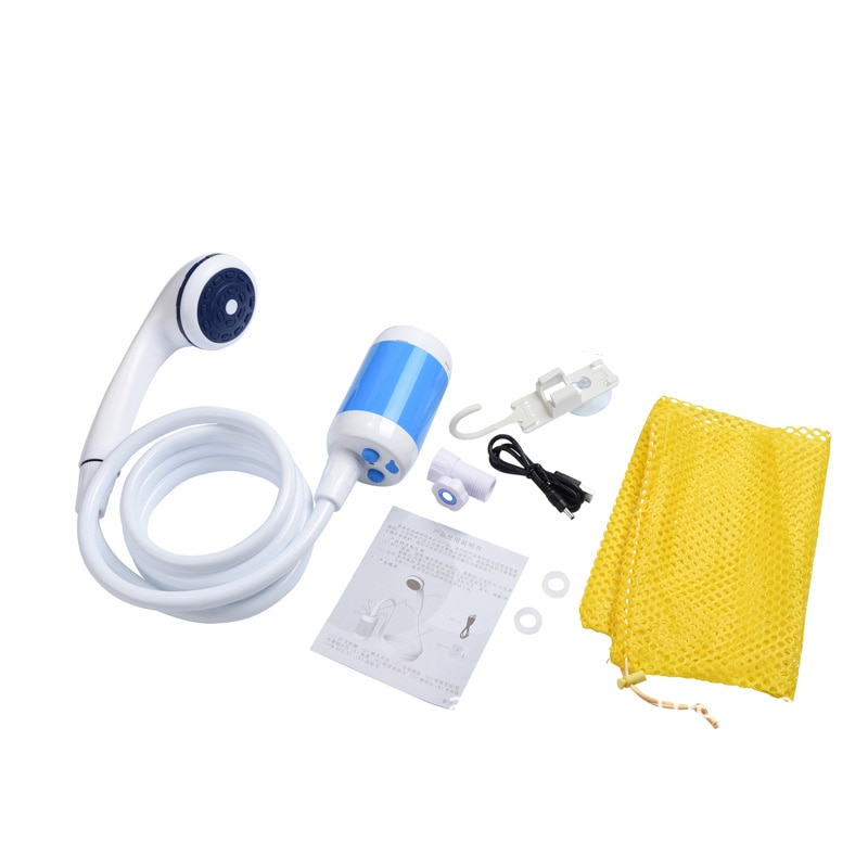 Dus portabil pentru camping, PVC, 180cm, Alb/Albastru - eMAG.ro