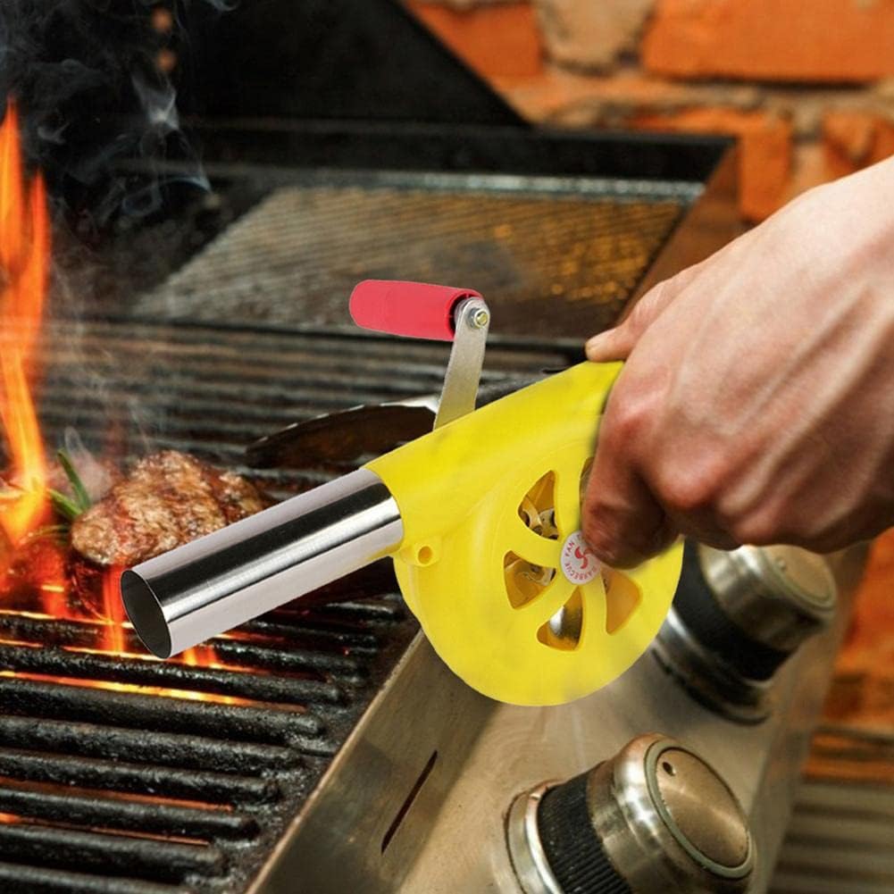 Suflanta de aer pentru gratar, Inox/Font, 29cm, Galben - eMAG.ro