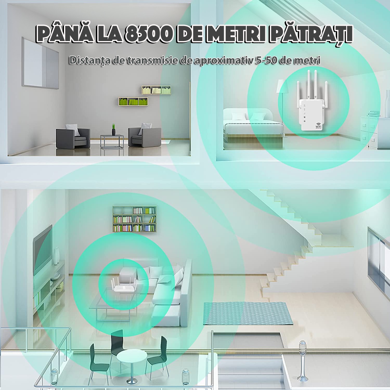 Amplificator Semnal Wireless, LittleDomi, Trasnfer pana la 1200Mbps ...