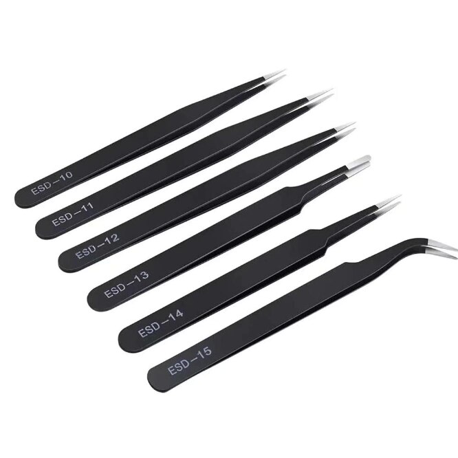 Set 6 pensete de precizie FAc otel inoxidabil antistatic Negru - eMAG.ro