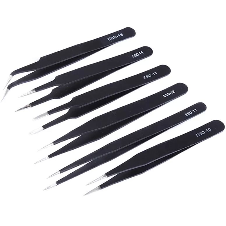 Set 6 pensete de precizie FAc otel inoxidabil antistatic Negru - eMAG.ro