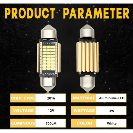 Set 2 Becuri LED Auto c5w Sofit 39mm Canbus pentru Plafoniera ...