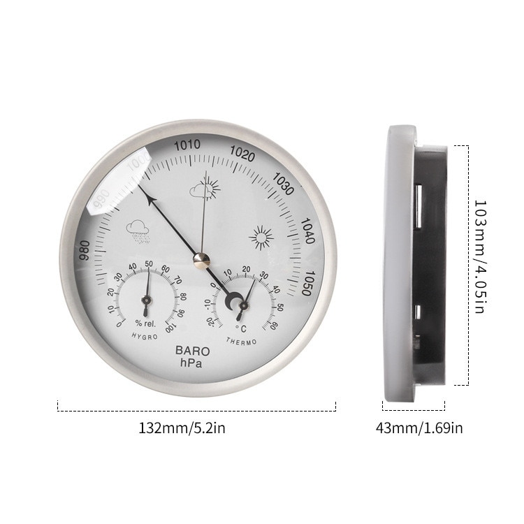 Statie meteo analogica 3 in 1, Sunmostar, Inox, 14 cm, Barometru ...